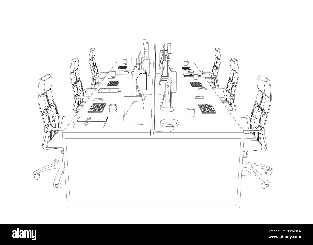 Contour Office Room There Are Tables Chairs Computers Case For Documents And Other Objects