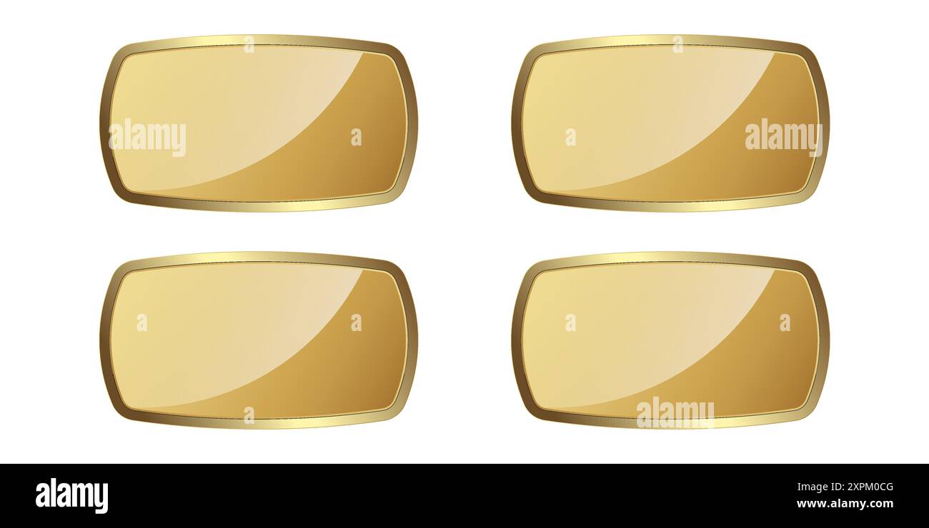 Set of four Gold shape buttons on white background luxury gold icon ...
