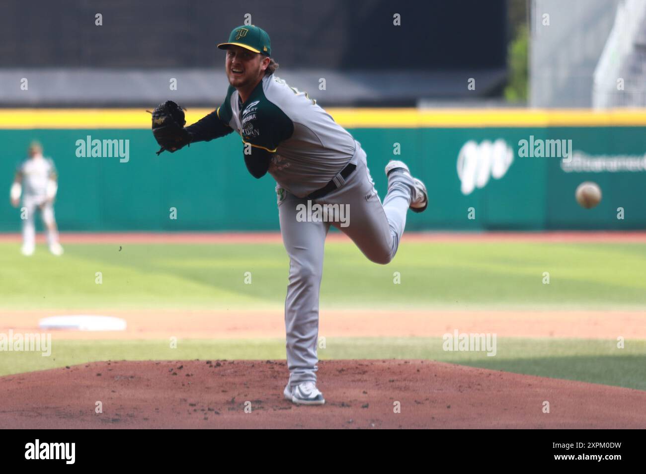 Matt Tenuta #28 of Pericos de Puebla pitches the ball during the ...