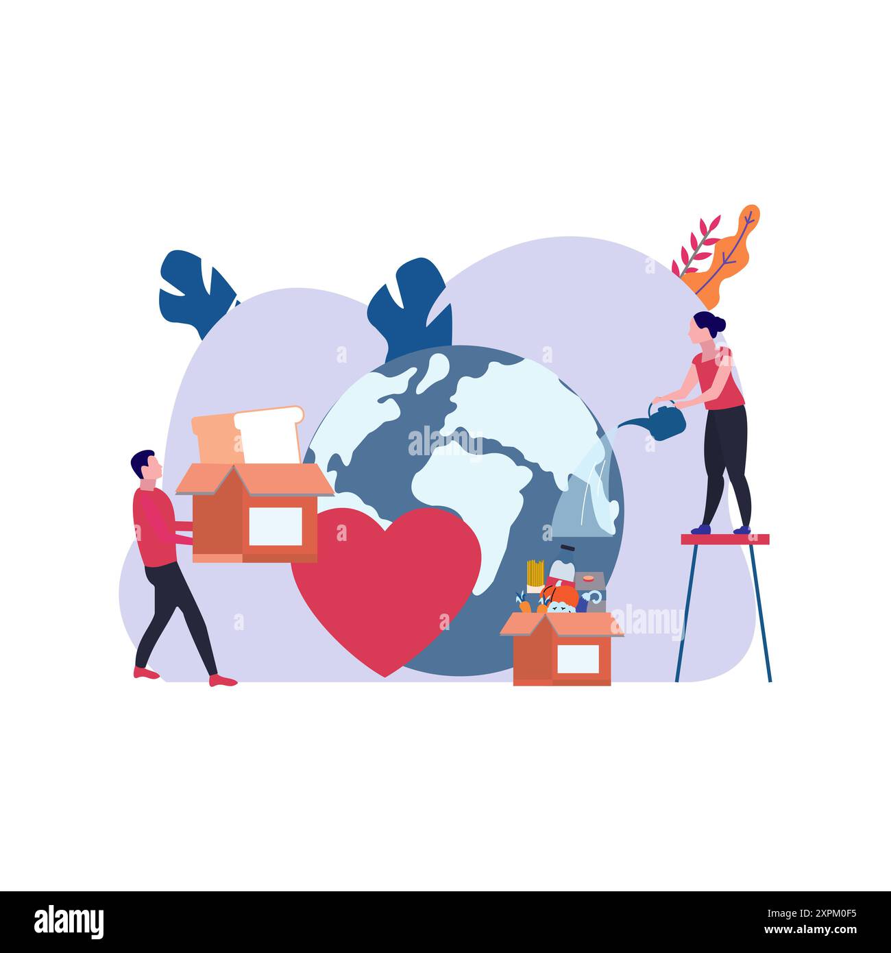 Boy and girl doing charity work Stock Photo - Alamy