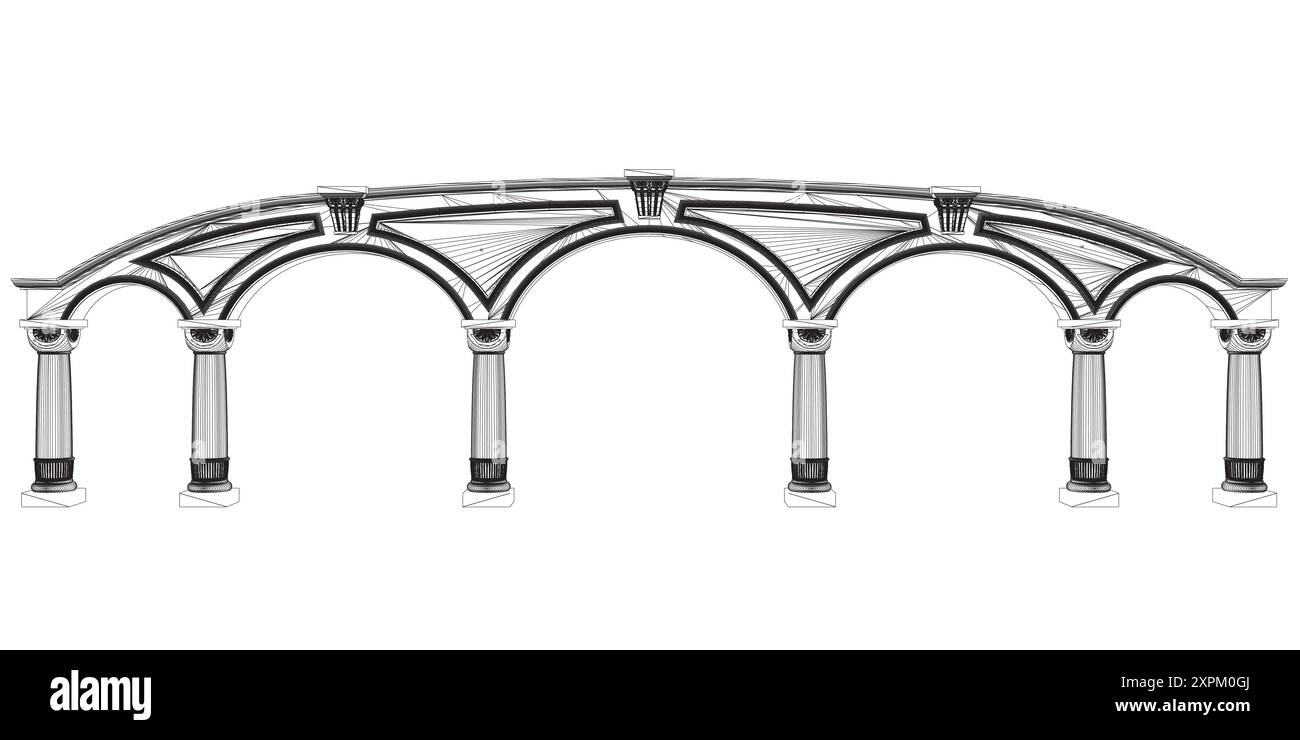 Contouring coloring of classical arch. Classic antique portal with ...