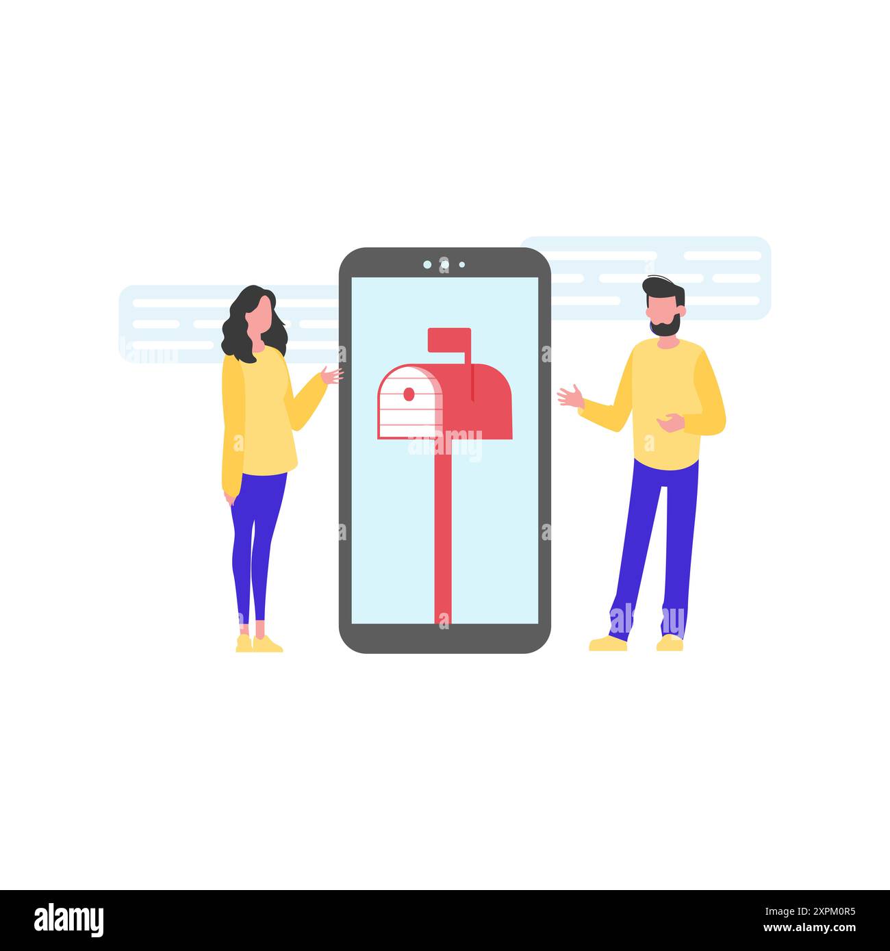 Boy and girl checking mobile mailbox Stock Photo - Alamy