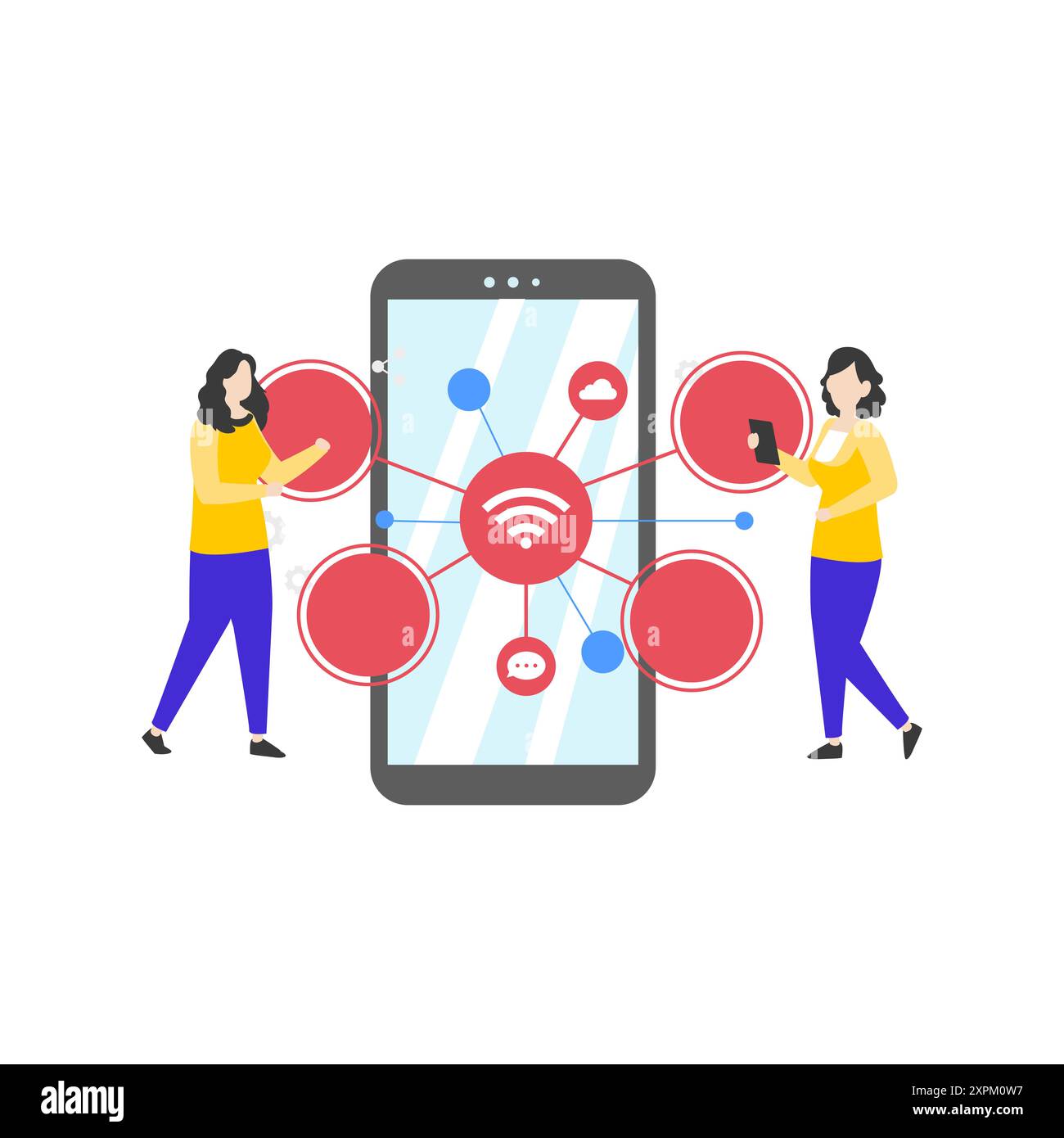 The girls are connected to Wi-Fi Stock Photo - Alamy