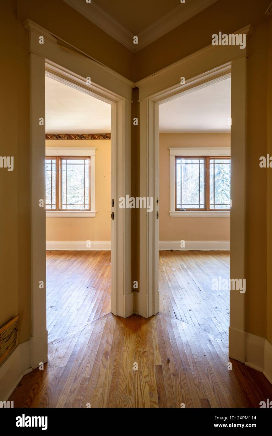 Two angled doorway openings leading into rooms. This house has been ...