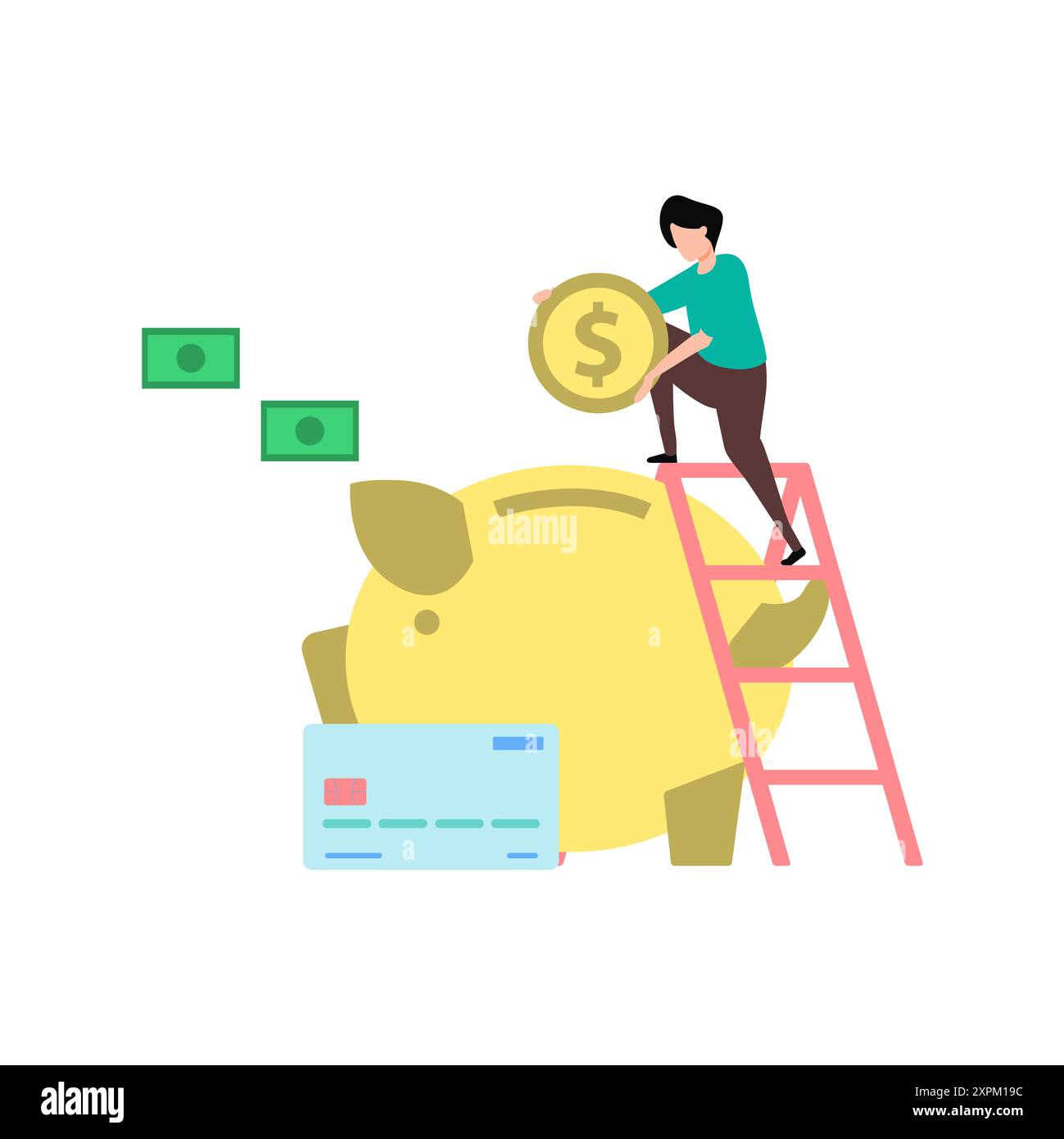 Piggy bank cash vector Cut Out Stock Images & Pictures - Alamy
