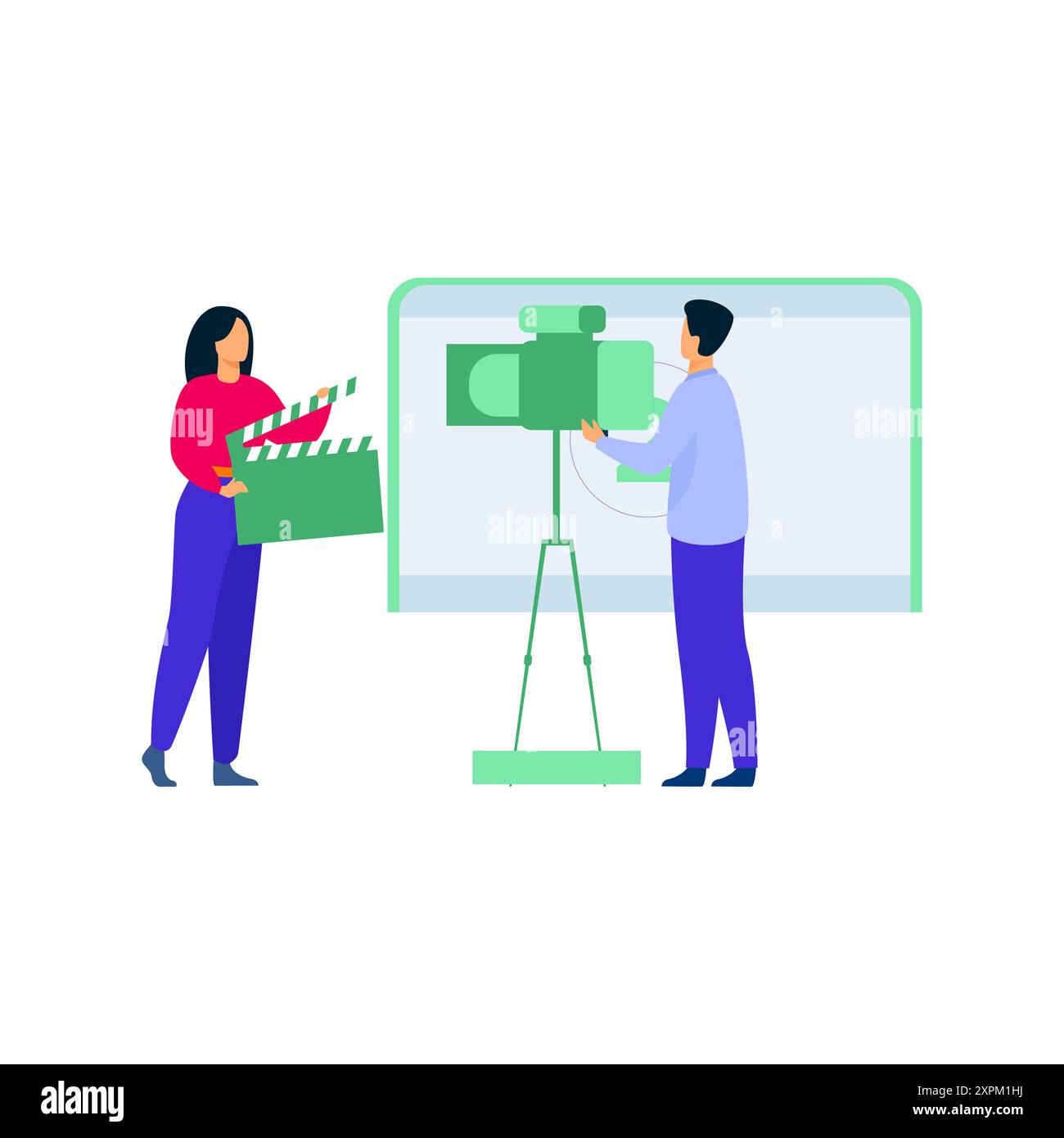 A boy and a girl are shooting a movie Stock Photo - Alamy