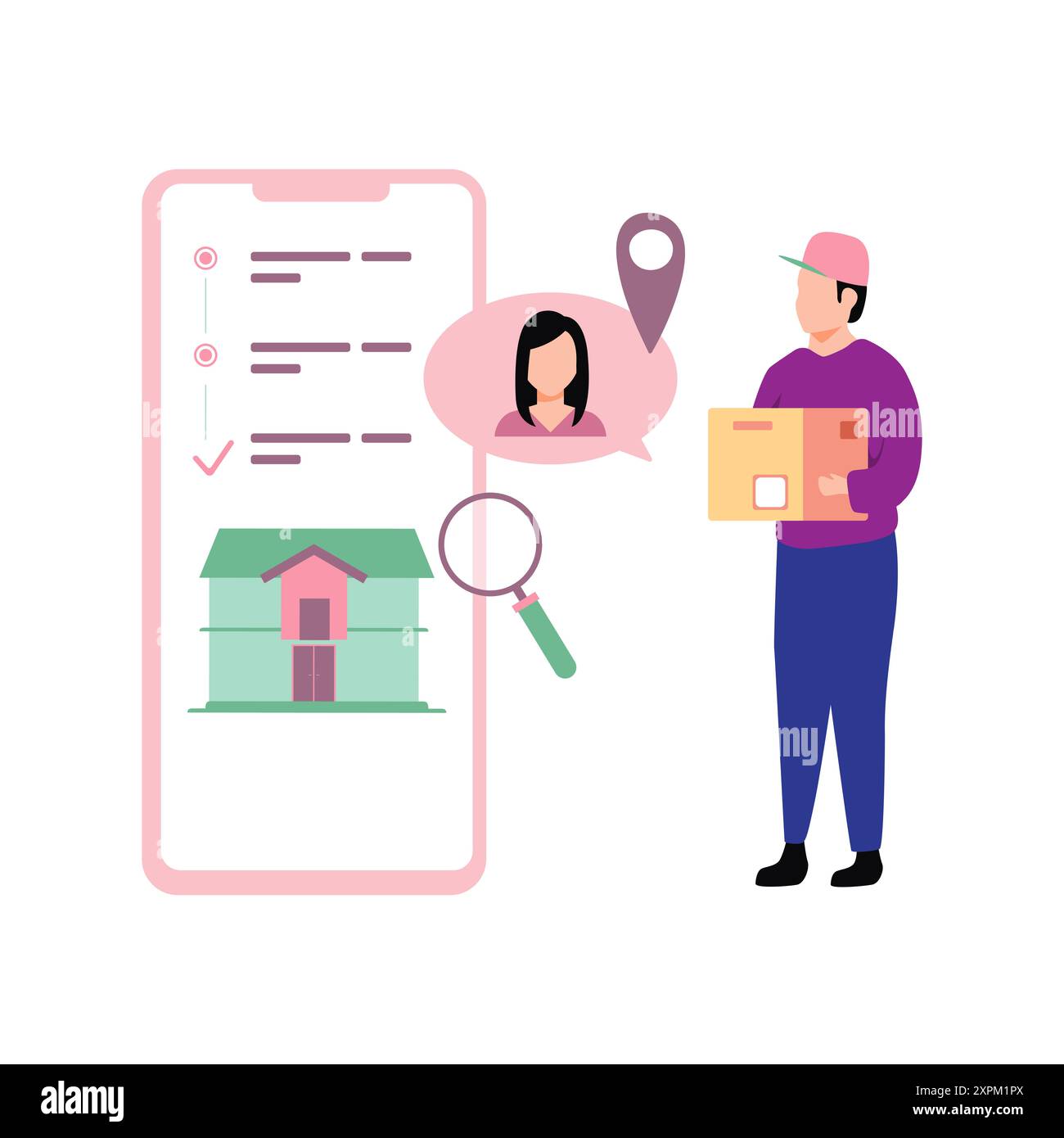 Boy checking location on mobile for delivery Stock Photo - Alamy