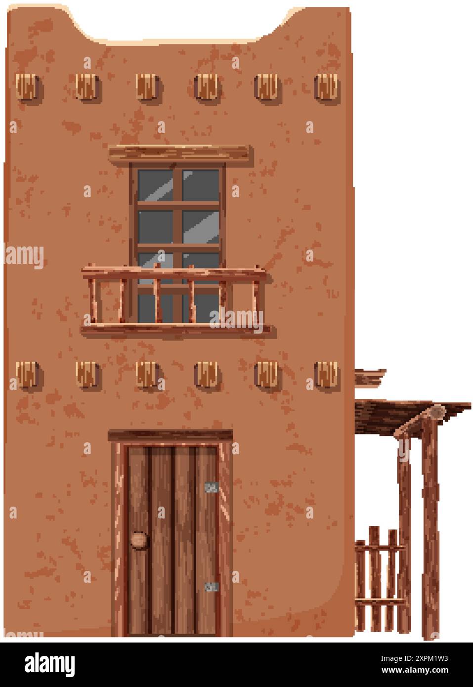 Two-story adobe house with wooden elements Stock Vector Image & Art - Alamy