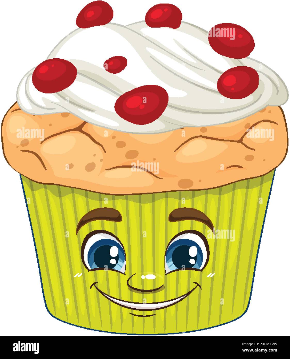 Happy cupcake with white frosting and red dots Stock Vector Image & Art ...