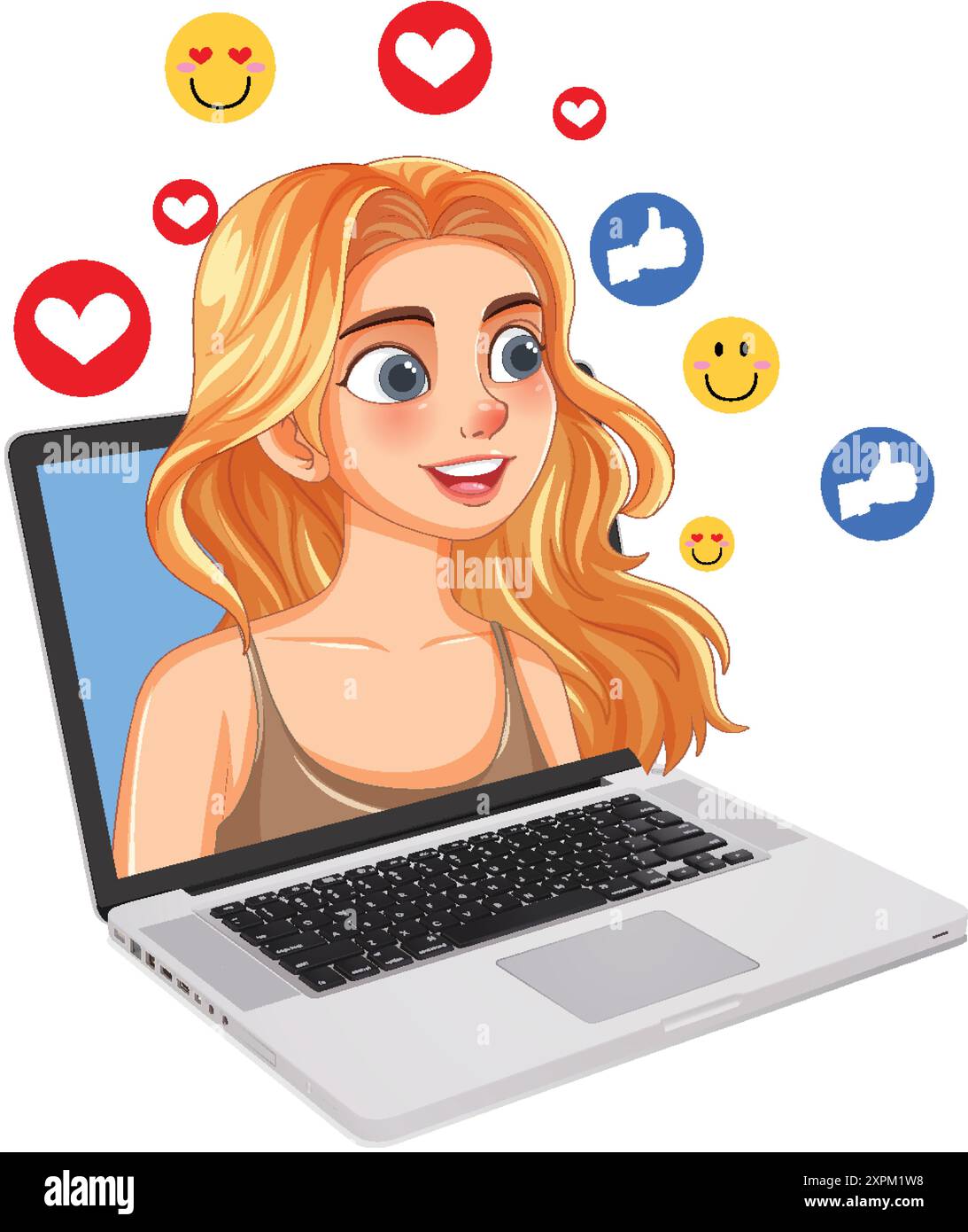 Woman interacting with social media reactions Stock Vector Image & Art ...