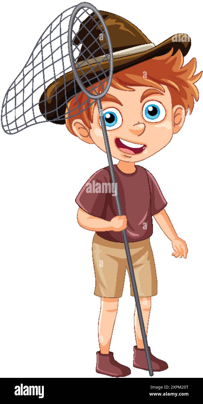 Young boy holding a butterfly net Stock Vector Image & Art - Alamy