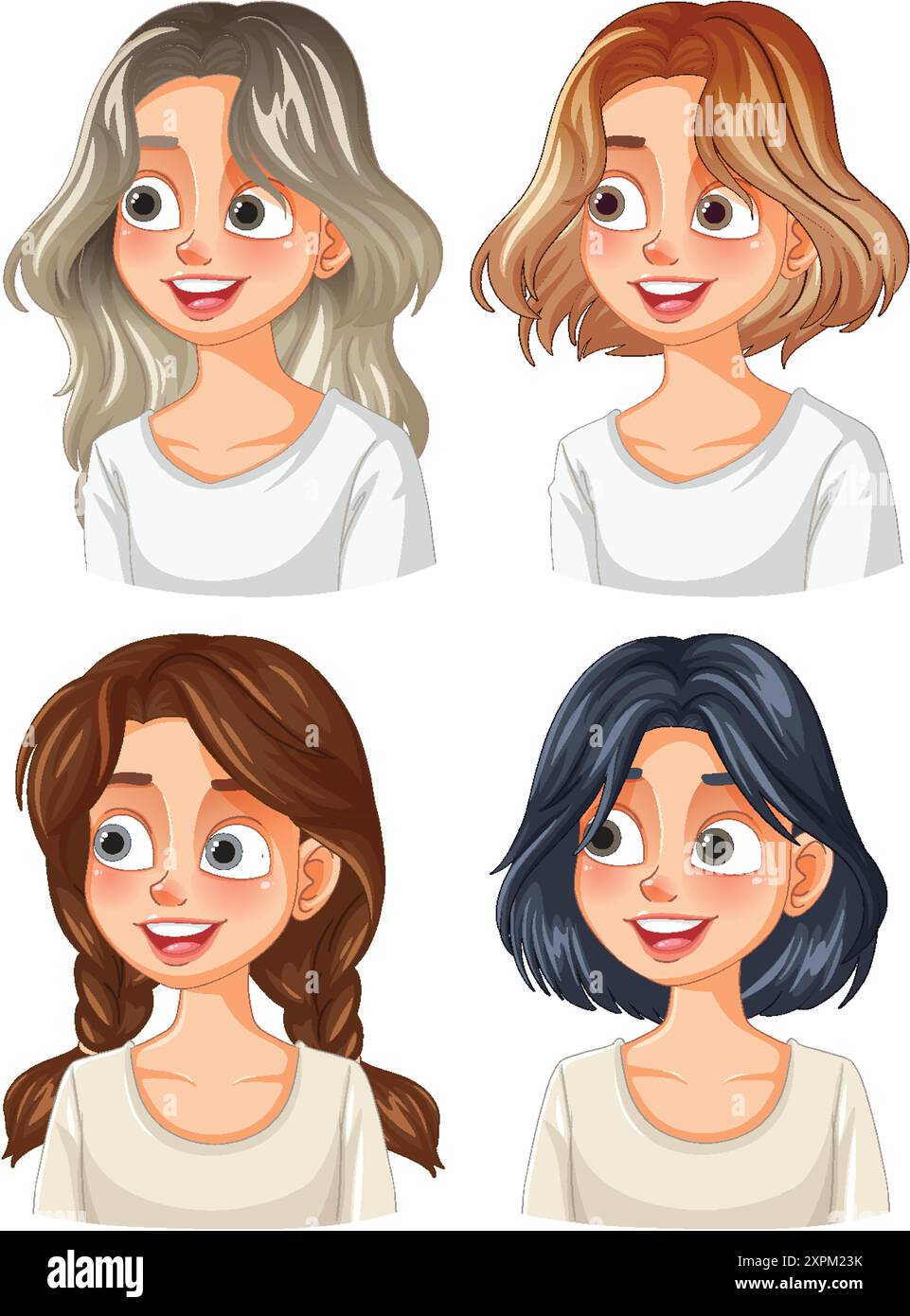 Four cartoon characters with different hairstyles Stock Vector Image ...