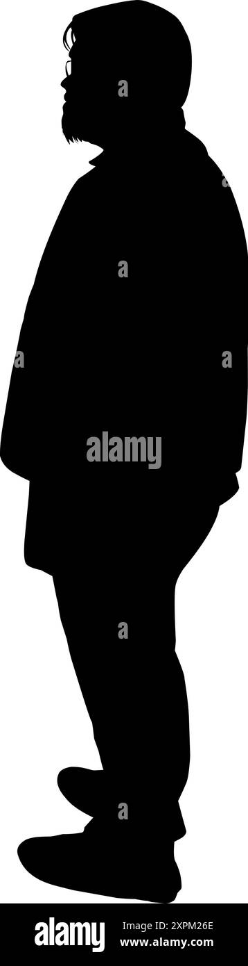Silhouette of a fat man. Perfect for stickers, tattoos, icons, logos ...