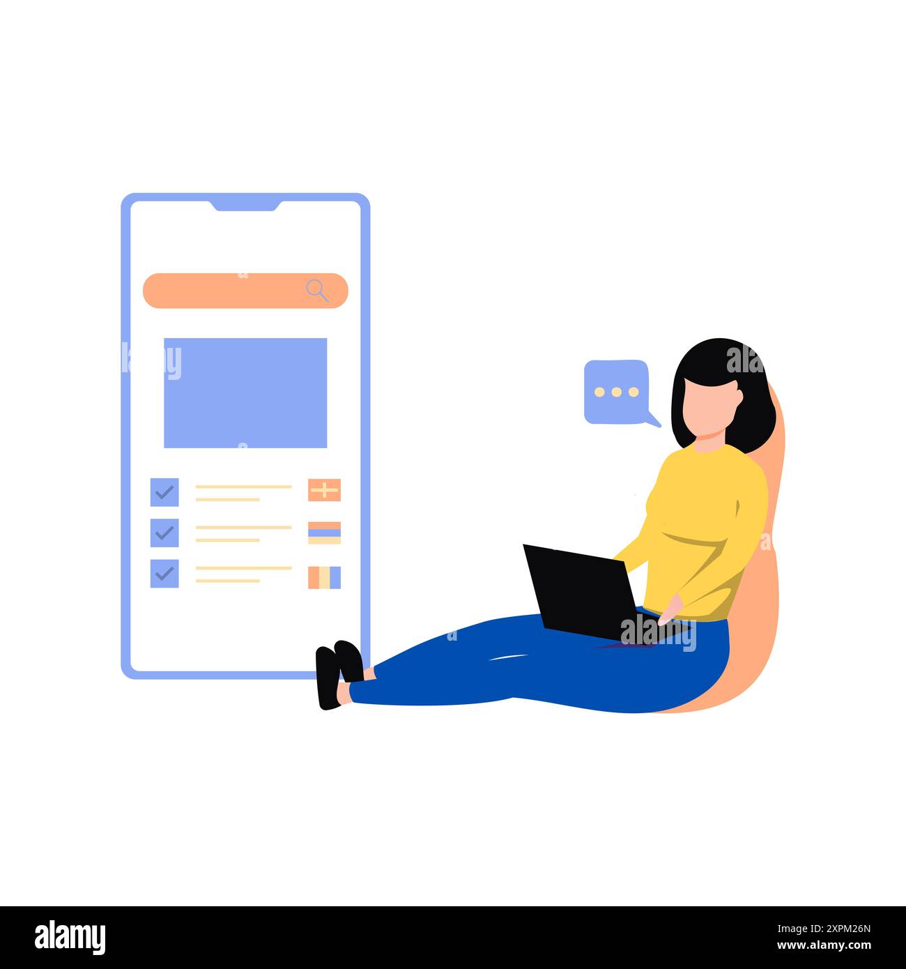 Girl online study icon Cut Out Stock Images & Pictures - Alamy