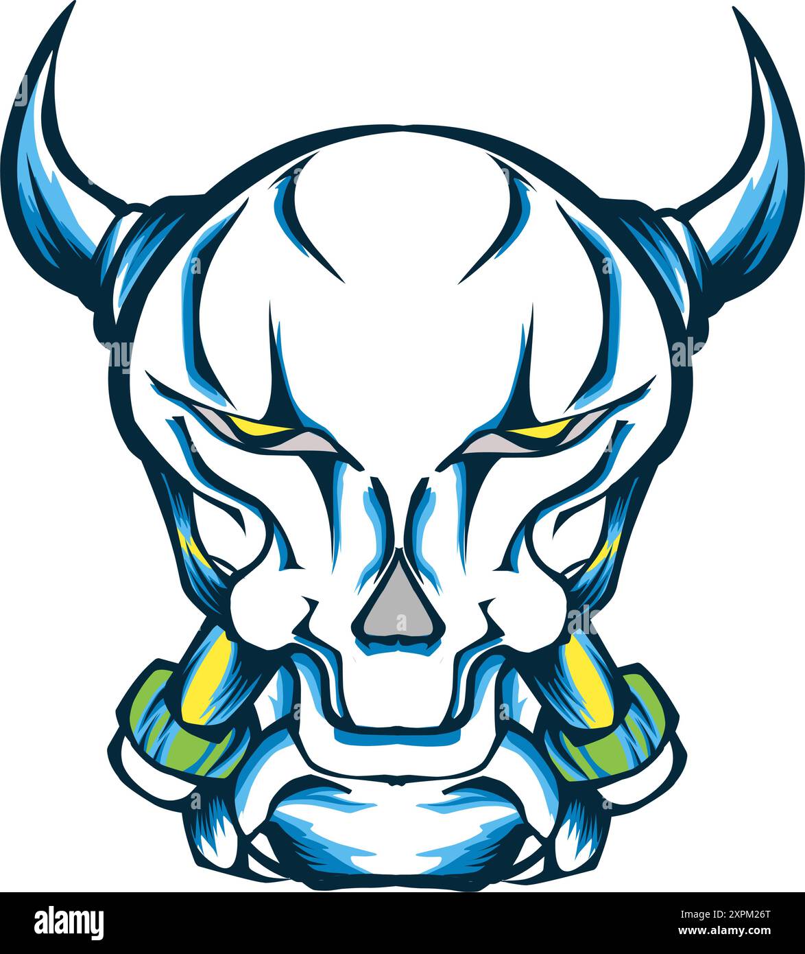 Blue white skull sticker illustration. Perfect for logos, stickers ...