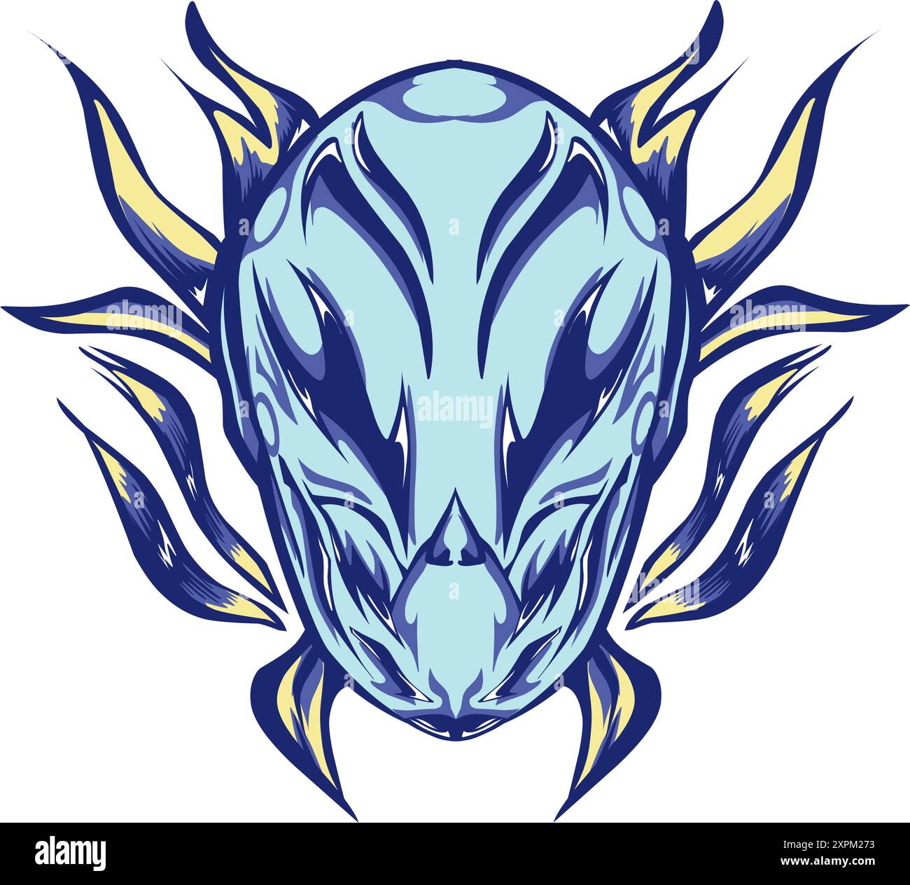 Illustration of a blue pattern head mask. Perfect for stickers, tattoos ...