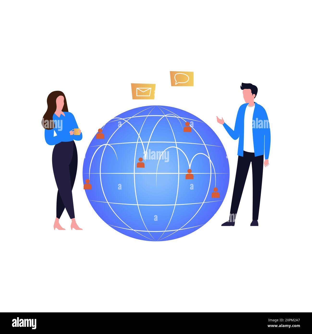 Boy and girl are working around the world Stock Photo - Alamy