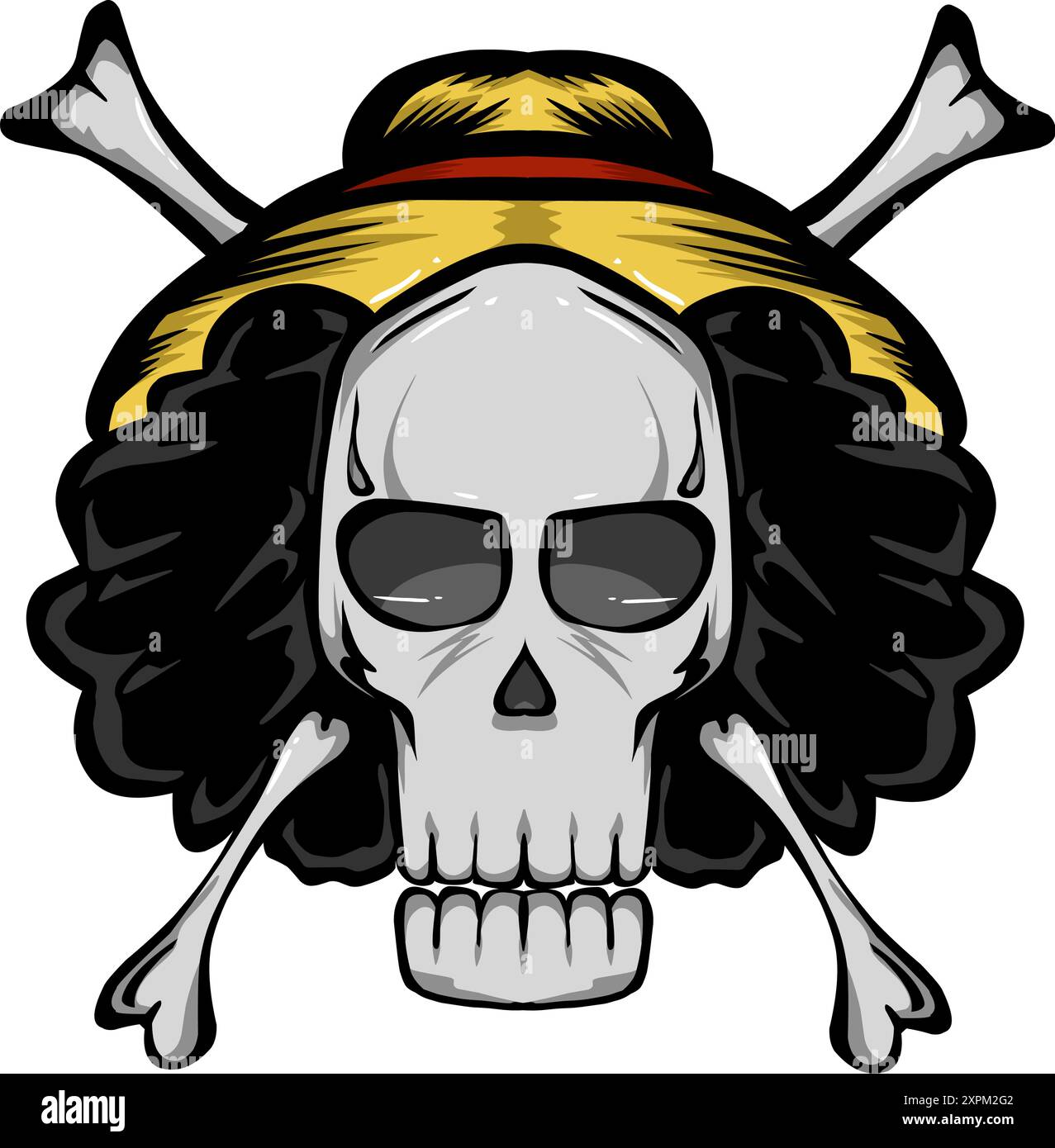 Illustration of a skull with a straw hat. Perfect for stickers, logos ...