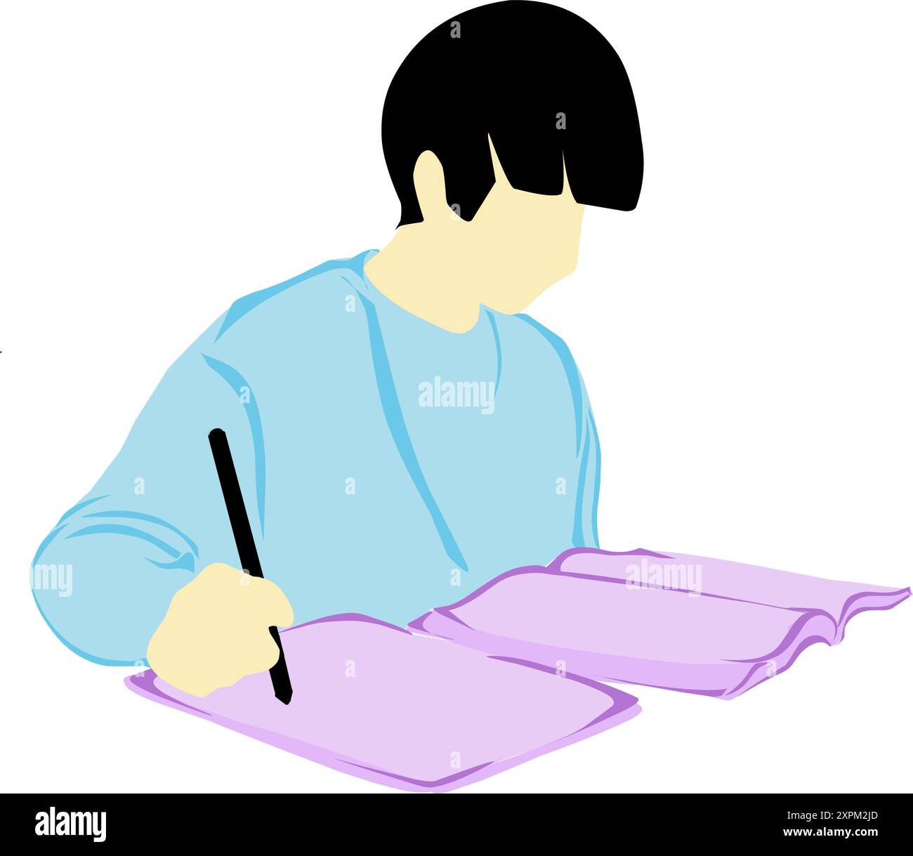 Illustration of a design flat of a boy studying. Perfect for poster ...