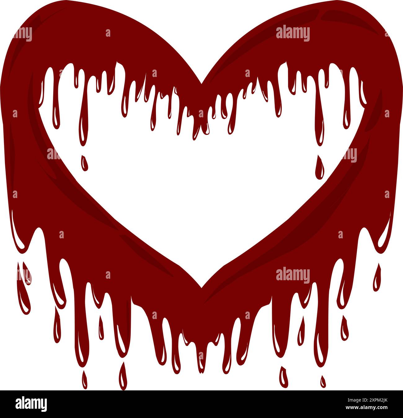 Painted spray illustration with red heart love shape covered in red ...