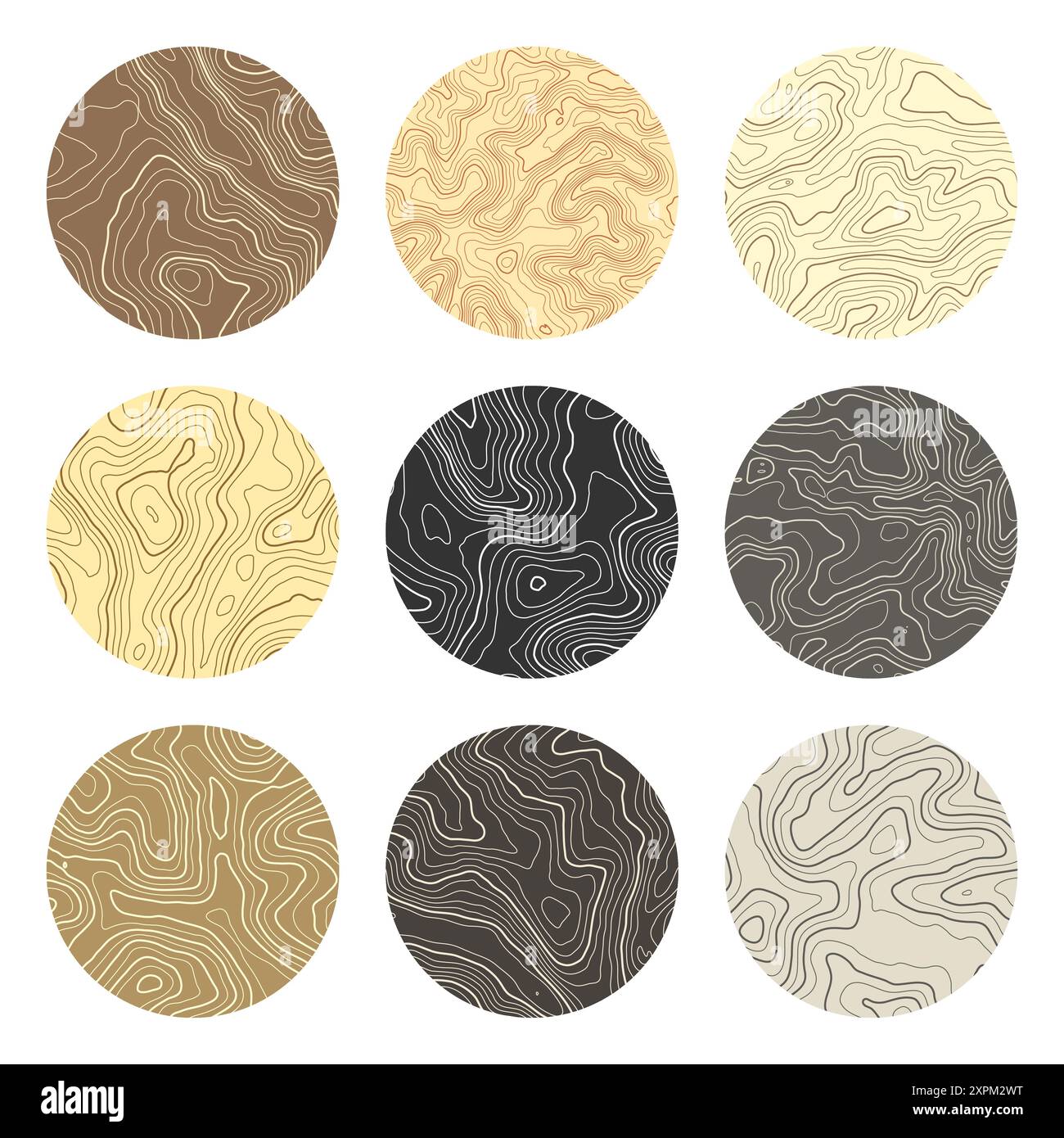 Colorful topographic map with contour lines. Geographic terrain grid ...