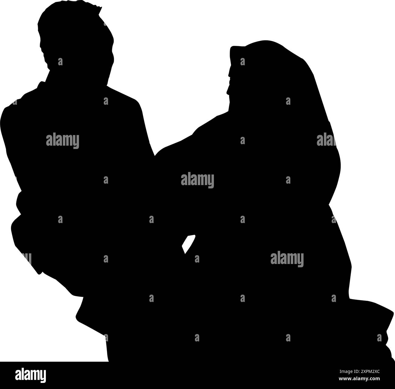 Silhouette of a couple together. Perfect for stickers, tattoos, logos ...