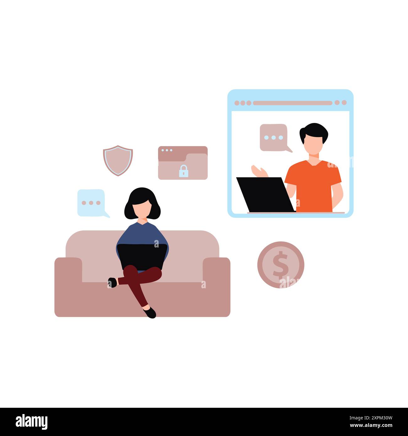 Boy and girl are on video call Stock Photo - Alamy