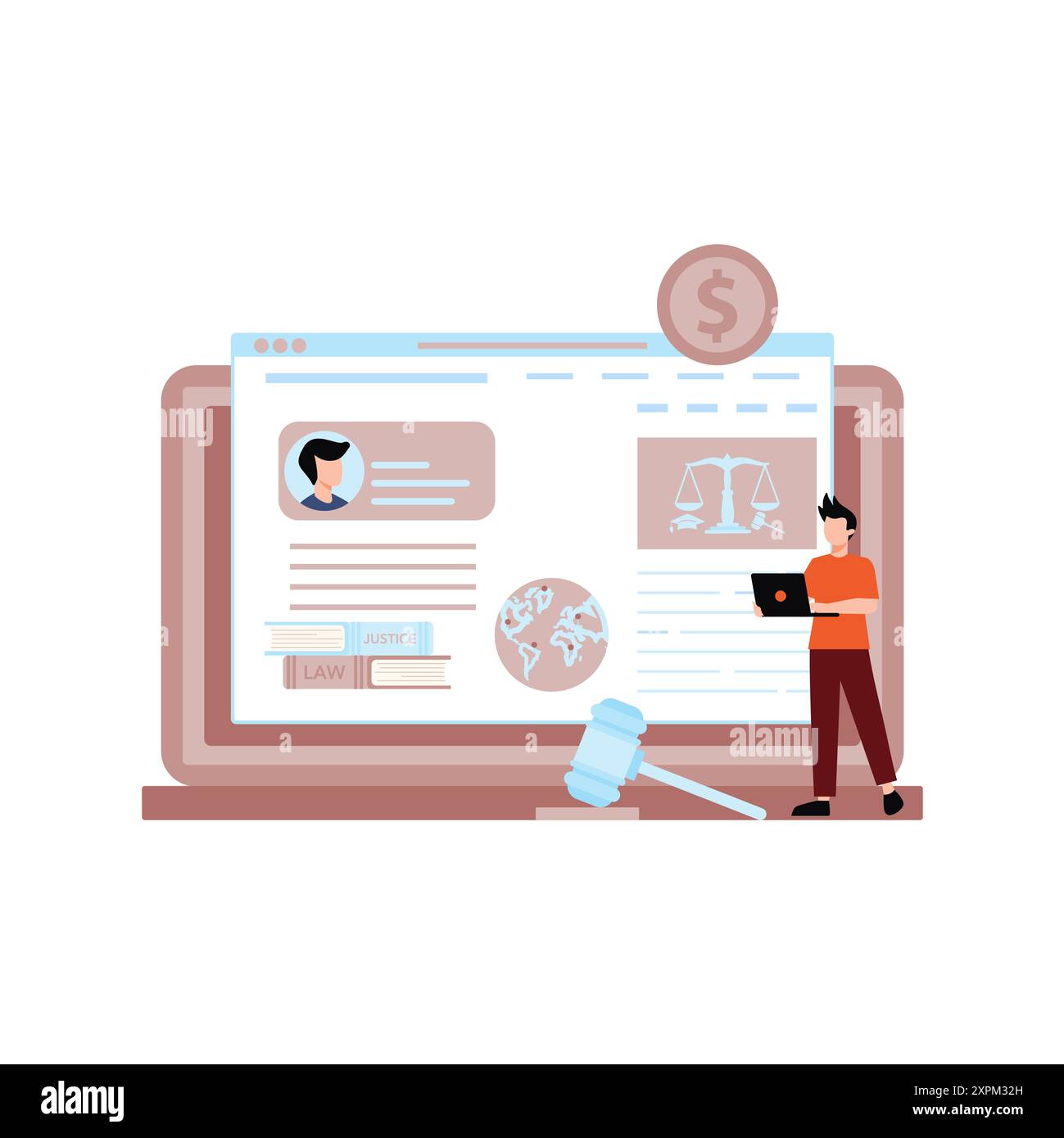 The boy is working on his laptop Stock Photo - Alamy