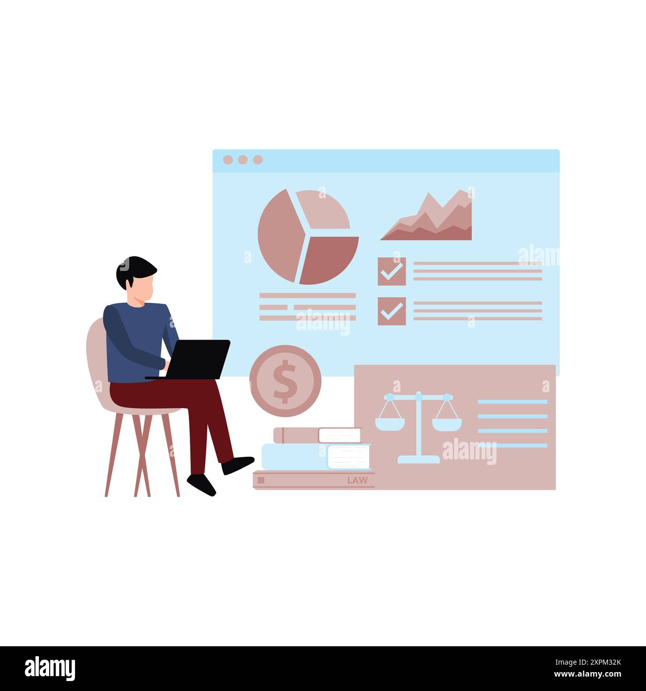 The boy is working on his laptop Stock Photo - Alamy