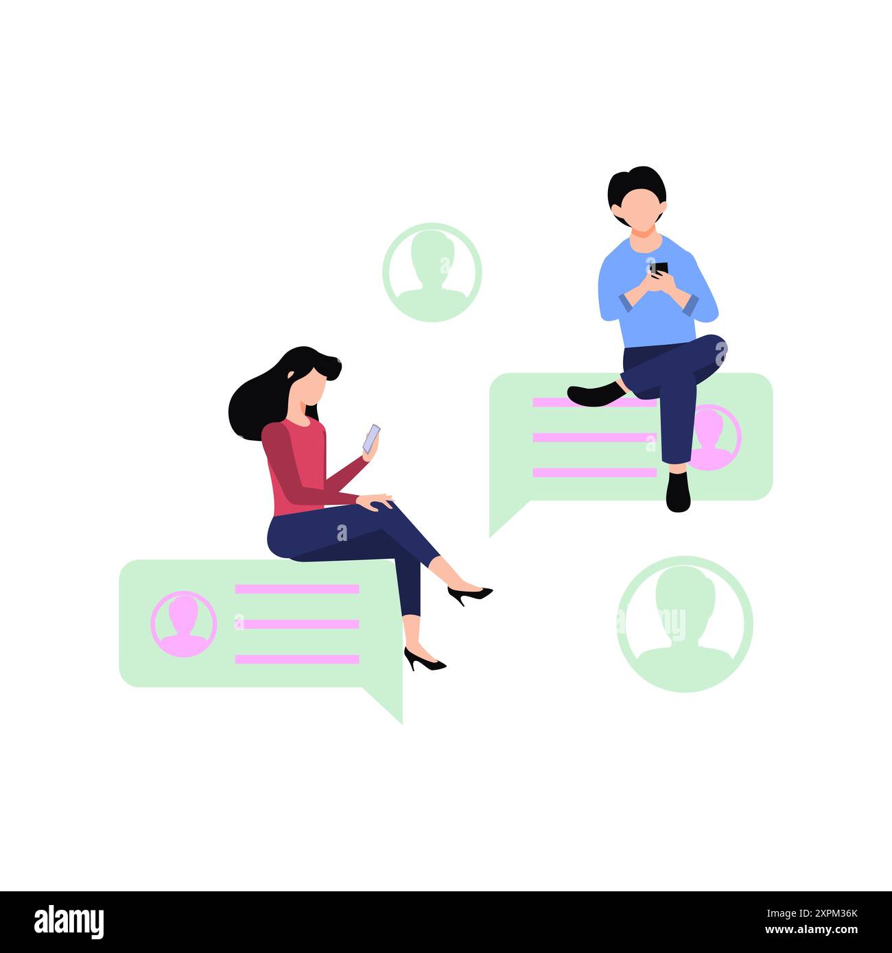 Man character using chat Cut Out Stock Images & Pictures - Alamy