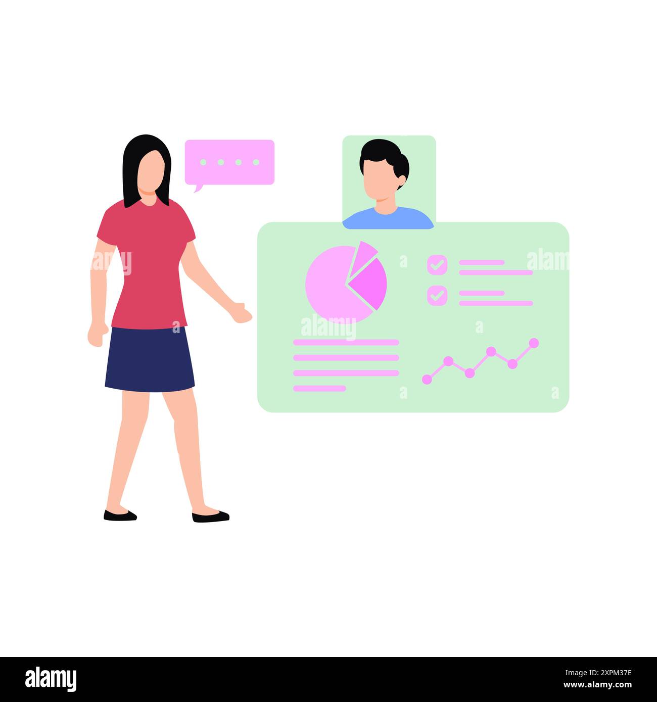 Girl looking at chart analytics Stock Photo - Alamy