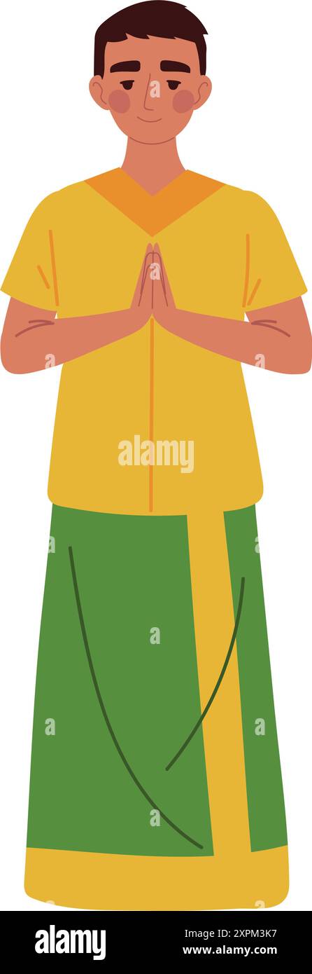 man in namaste gesture of hands Stock Vector Image & Art - Alamy