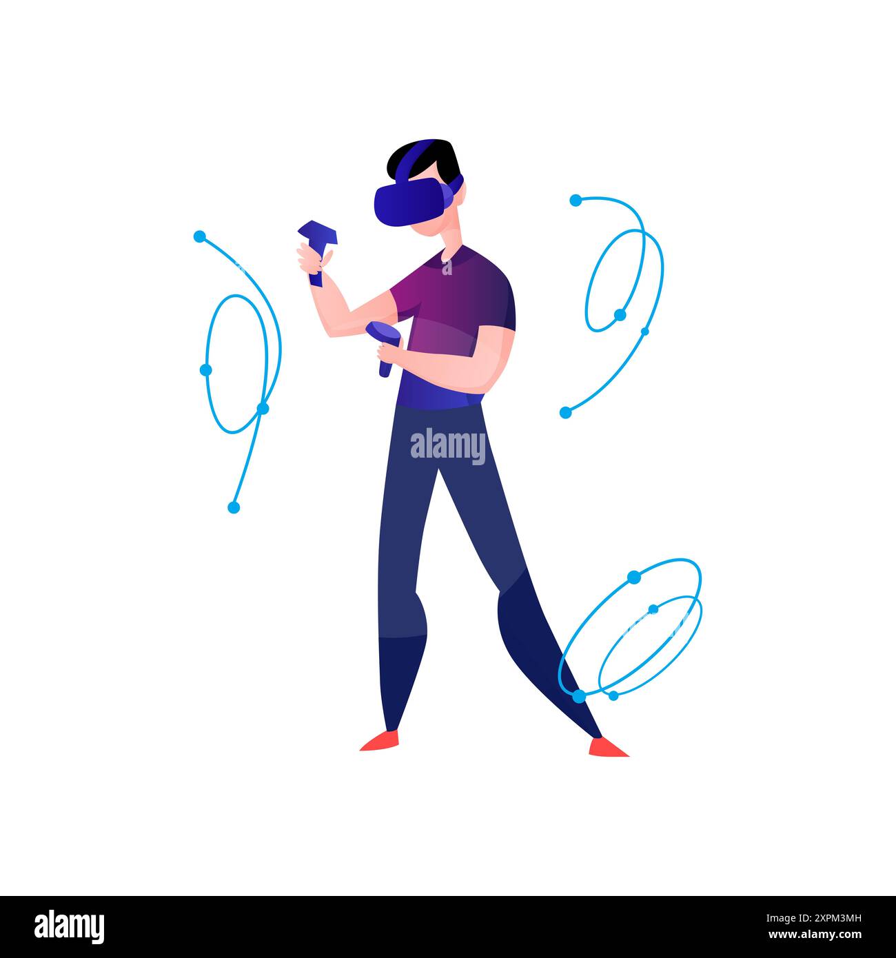 Boy holding VR sticks Stock Photo - Alamy