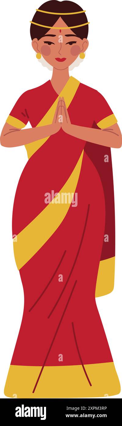 hindu woman making namaste greeting Stock Vector Image & Art - Alamy