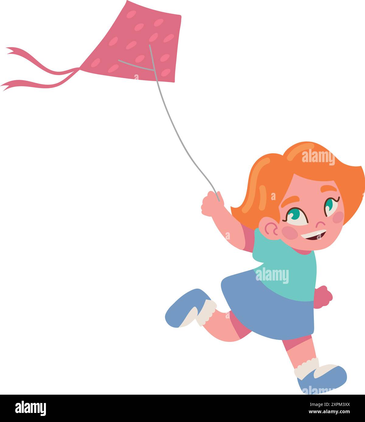 Girl playing flying kite Stock Vector Images - Alamy