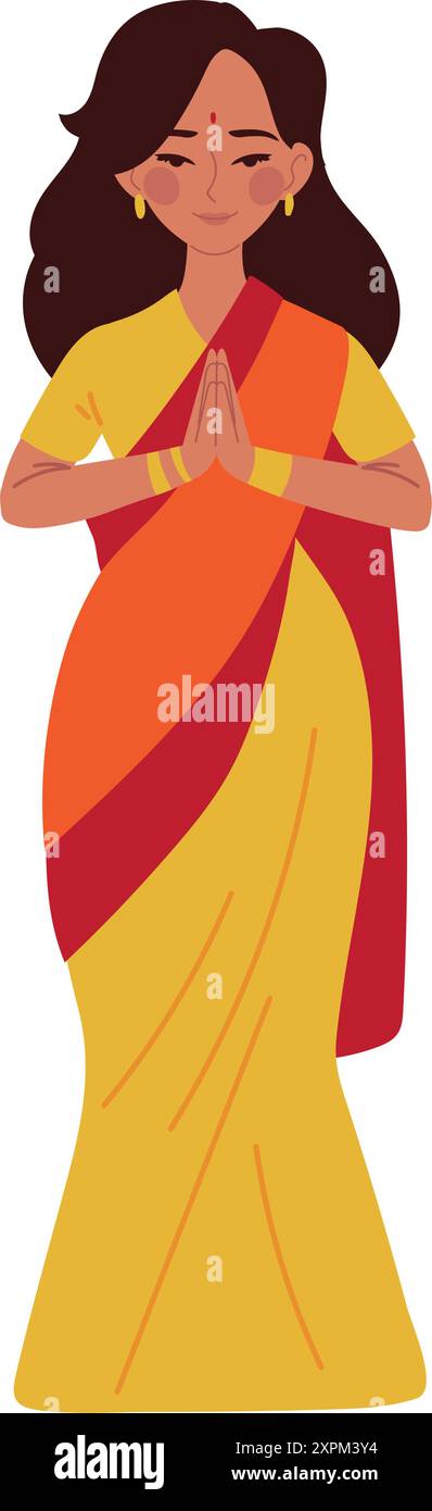 indian woman namaste hands Stock Vector Image & Art - Alamy