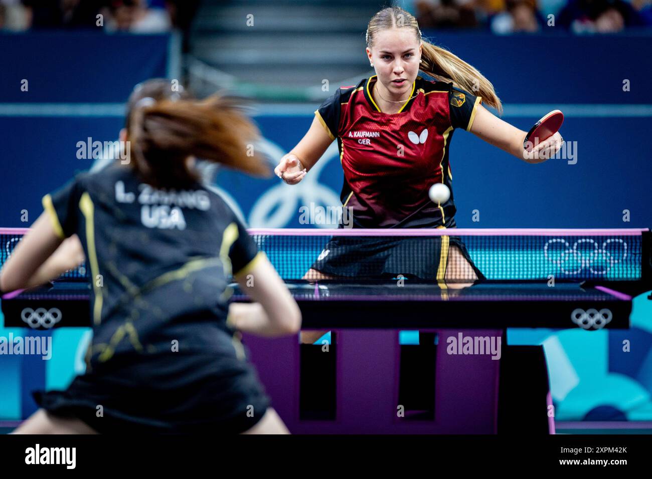 Annett Kaufmann (GER) vs. Lily Zhang FRA, Olympische Spiele Paris 2024 ...