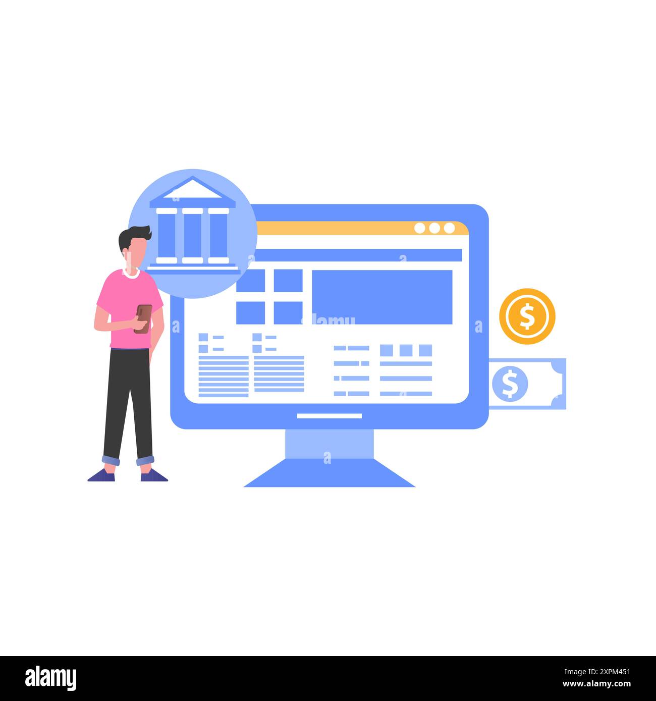 The boy is doing online banking Stock Photo - Alamy