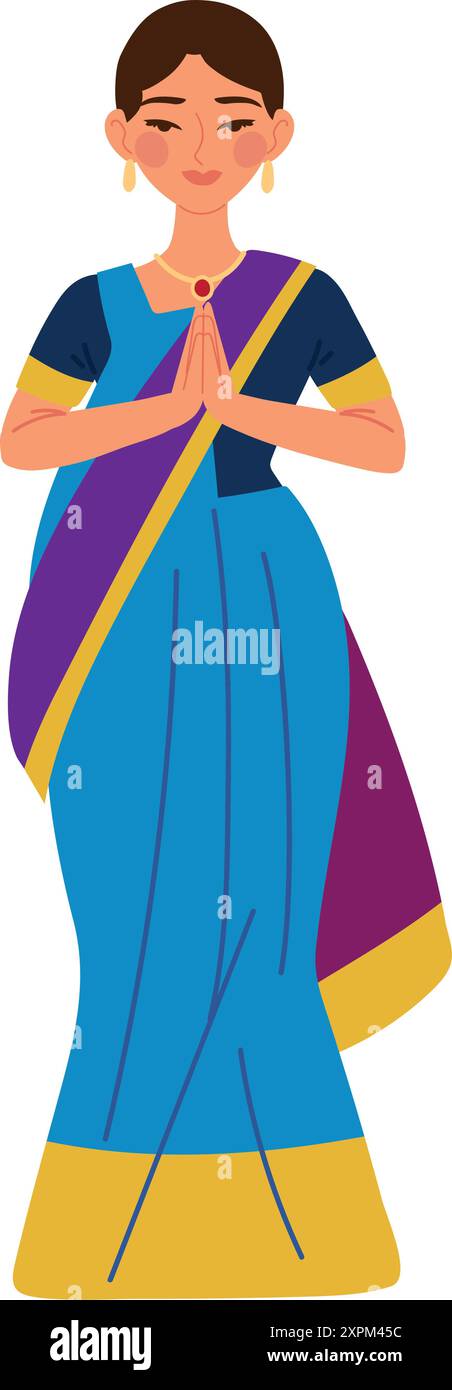 Indian woman greeting namaste Cut Out Stock Images & Pictures - Alamy