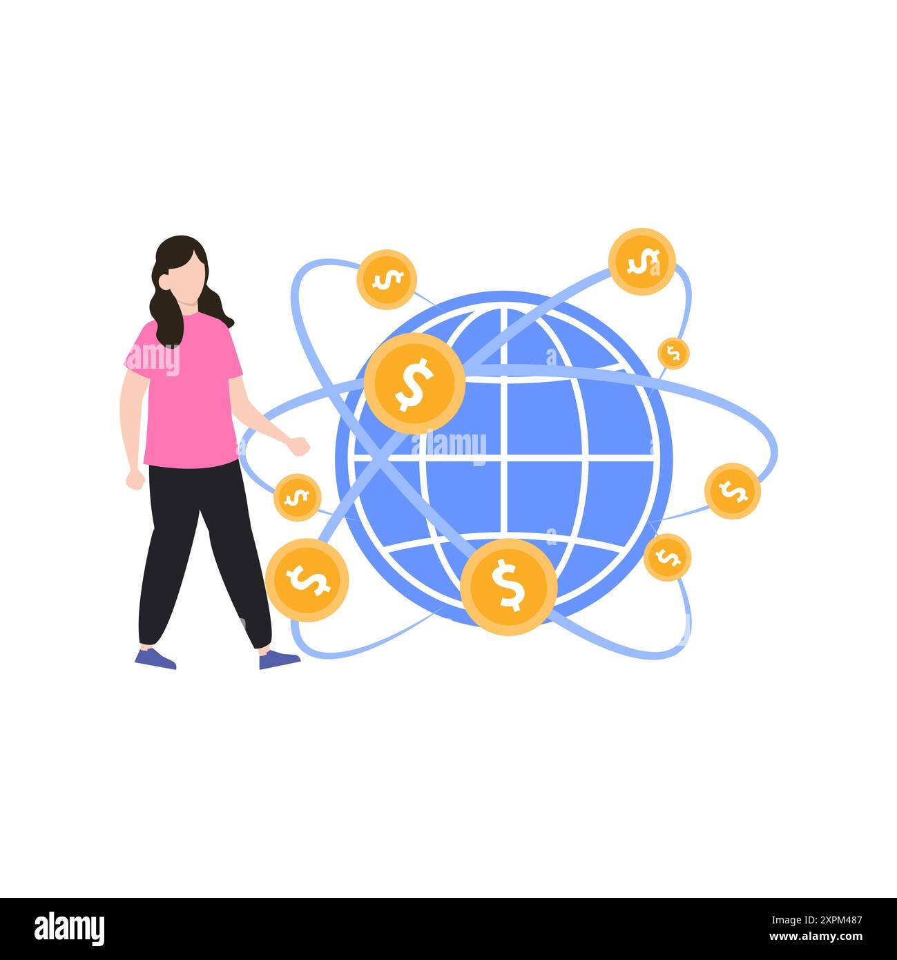 The girl is earning worldwide Stock Photo - Alamy