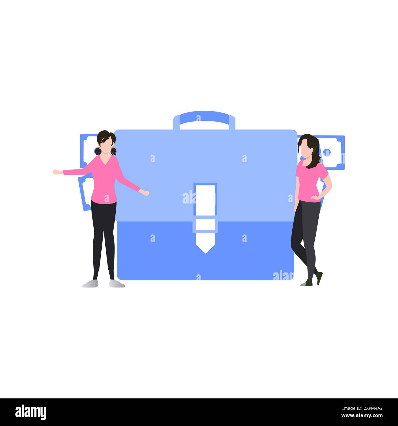 The girls are standing with a briefcase Stock Photo - Alamy