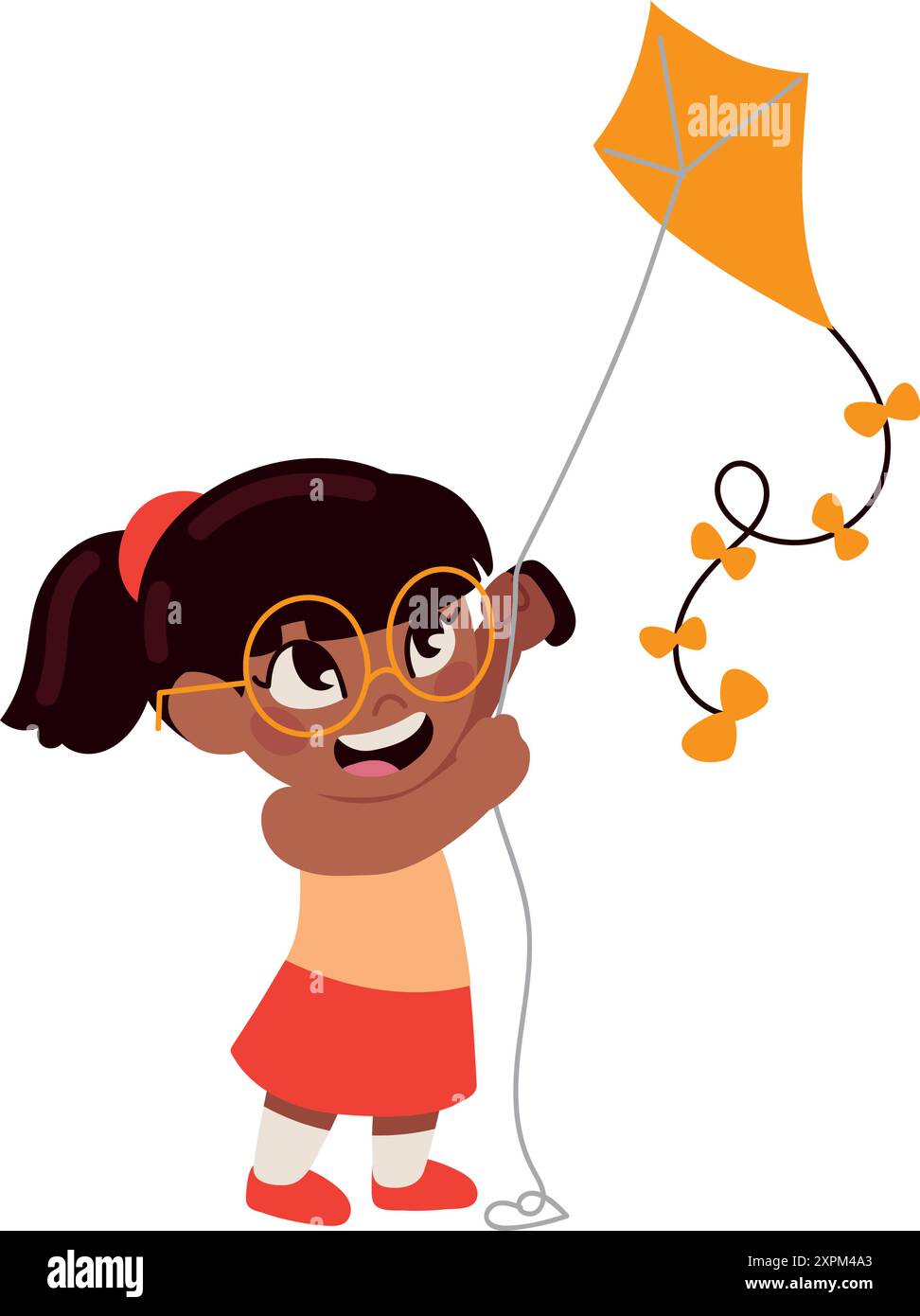 cute girl flying kite Stock Vector Image & Art - Alamy