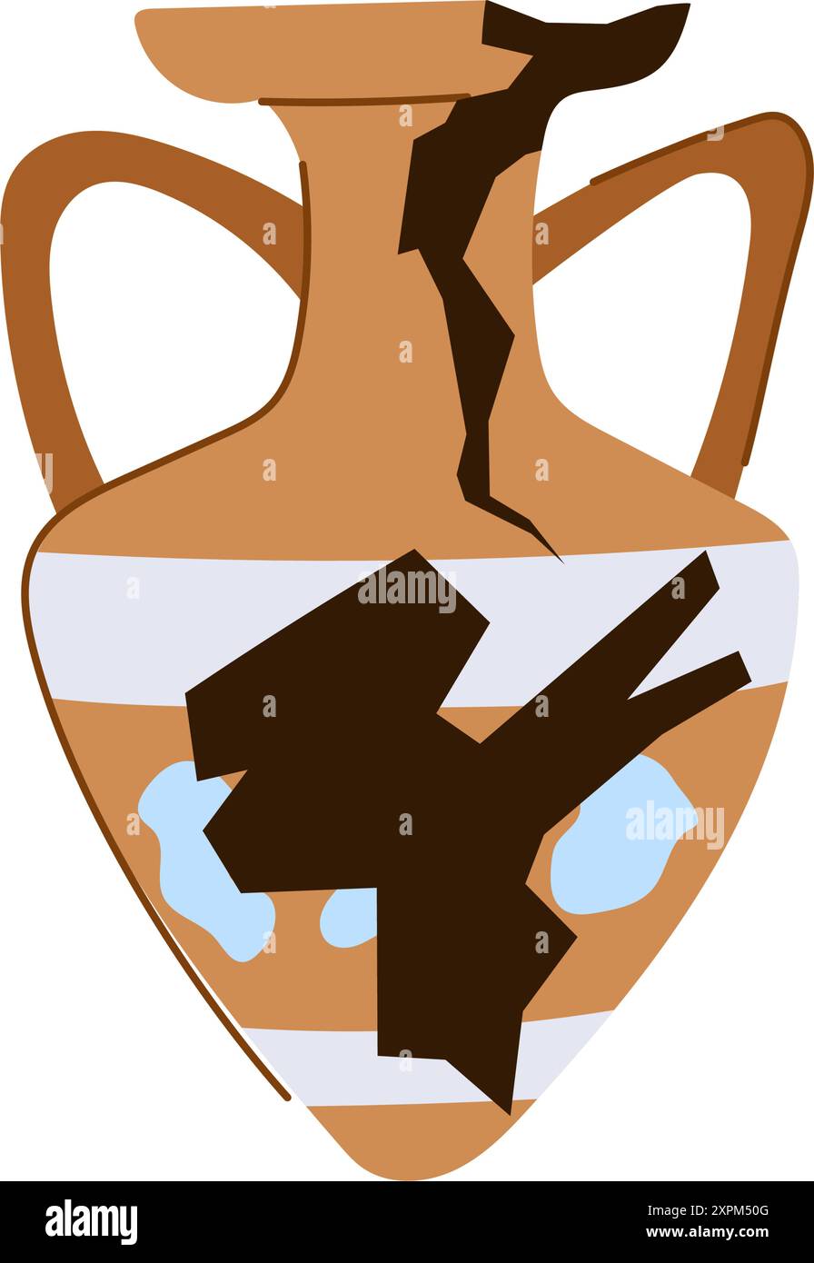 tery broken antique pot cartoon vector illustration Stock Vector Image ...