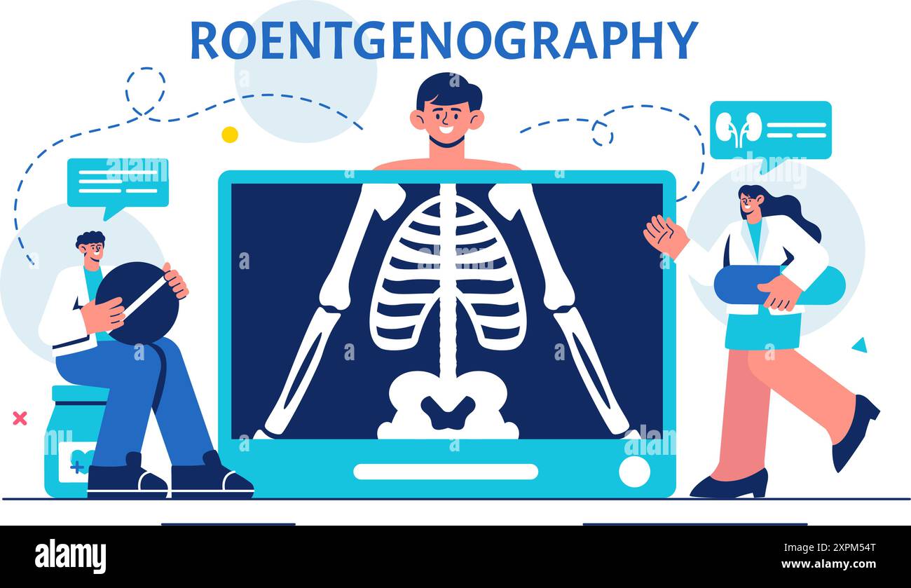 Roentgenography Vector Illustration with Fluorography Body Checkup ...