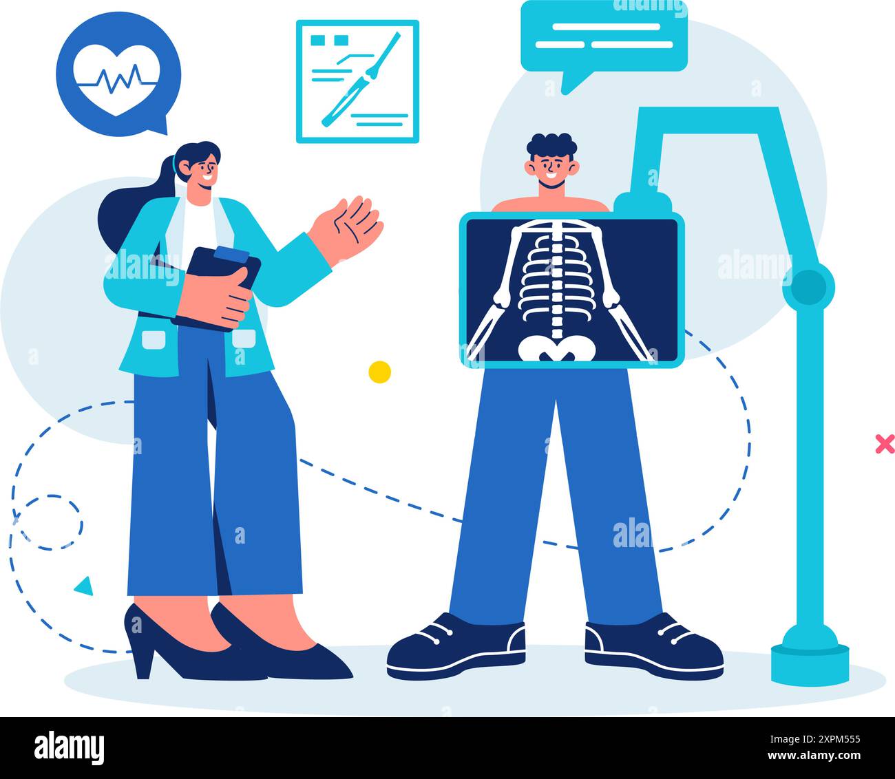 Roentgenography Vector Illustration with Fluorography Body Checkup ...