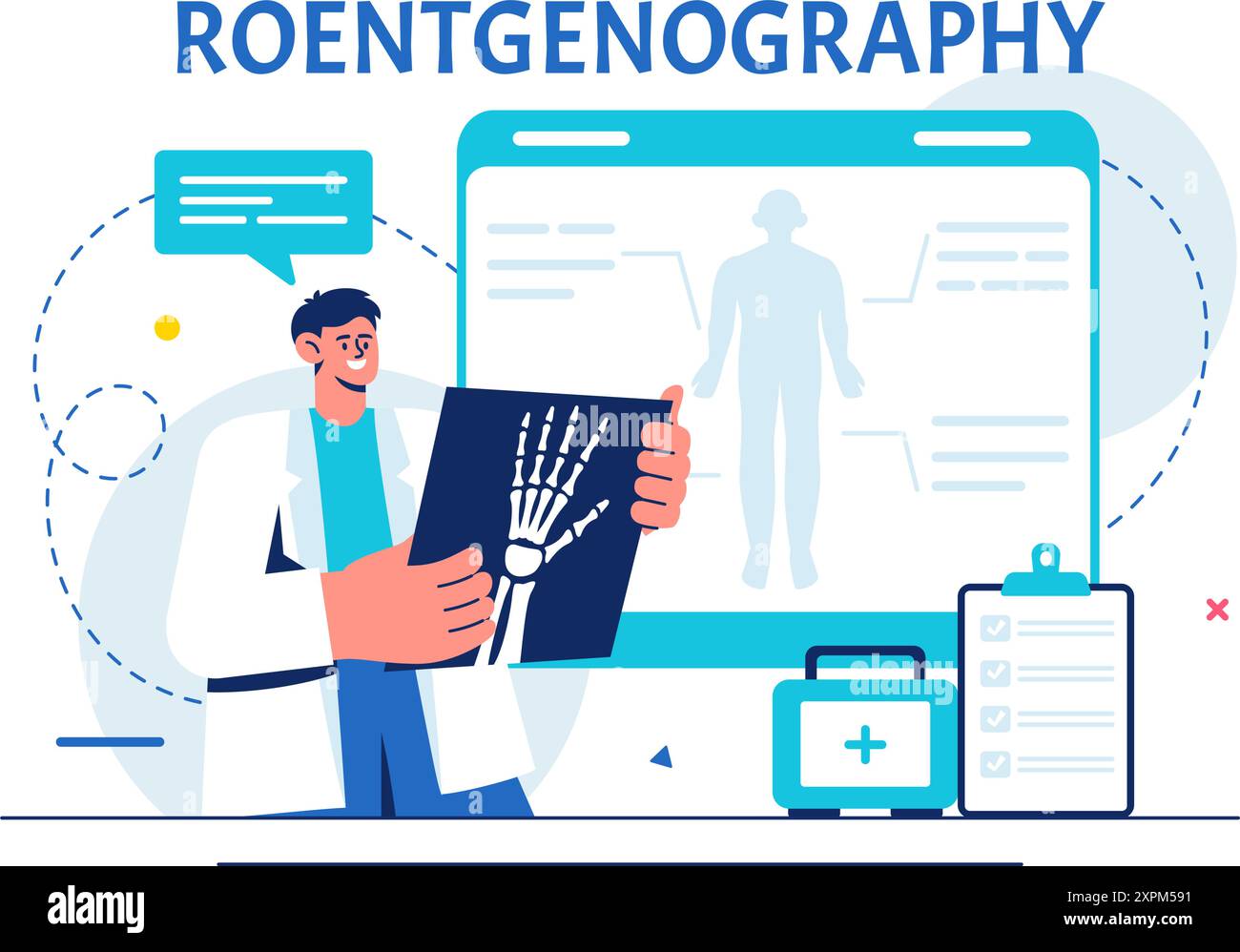 Roentgenography Vector Illustration with Fluorography Body Checkup ...