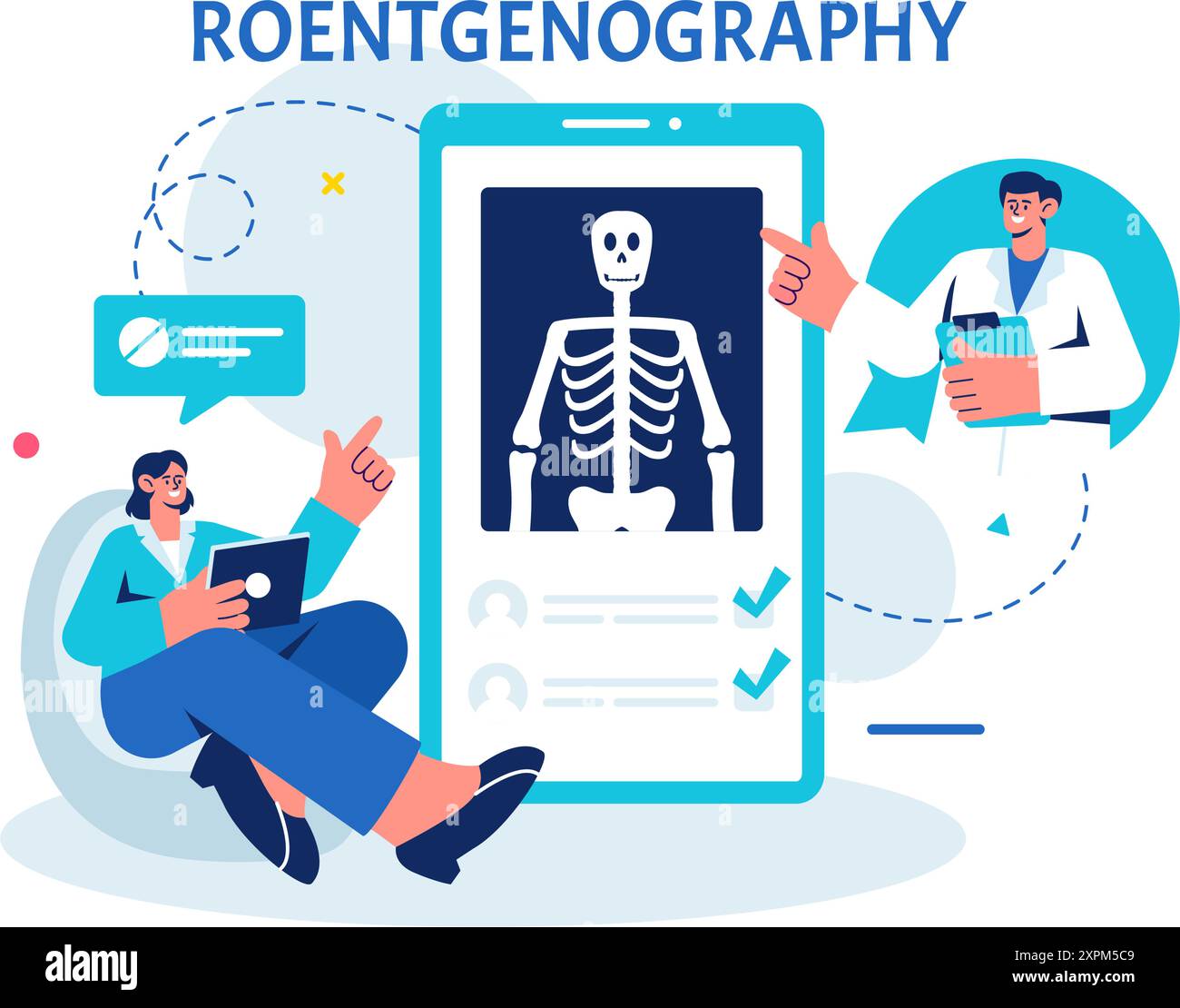 Roentgenography vector illustration with fluorography body checkup ...