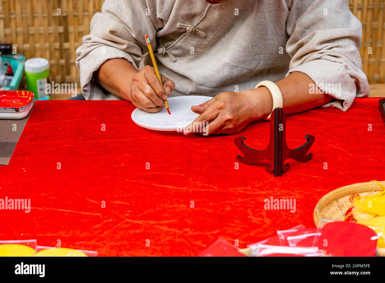 Human using brush pen and writing traditional calligraphy Stock Photo ...