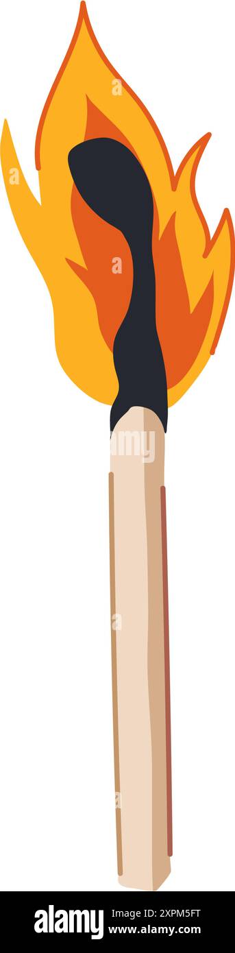 burnt burning match cartoon vector illustration Stock Vector Image ...