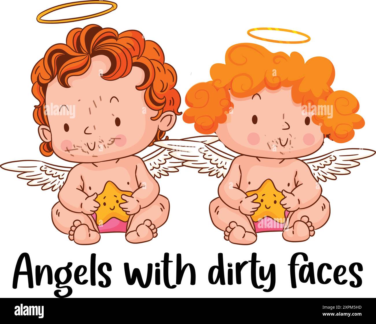 Angel with dirty faces vector illustration, dirty face babies with ...